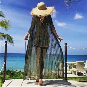 Swim | Black Metallic Beach Coverup | Poshmark